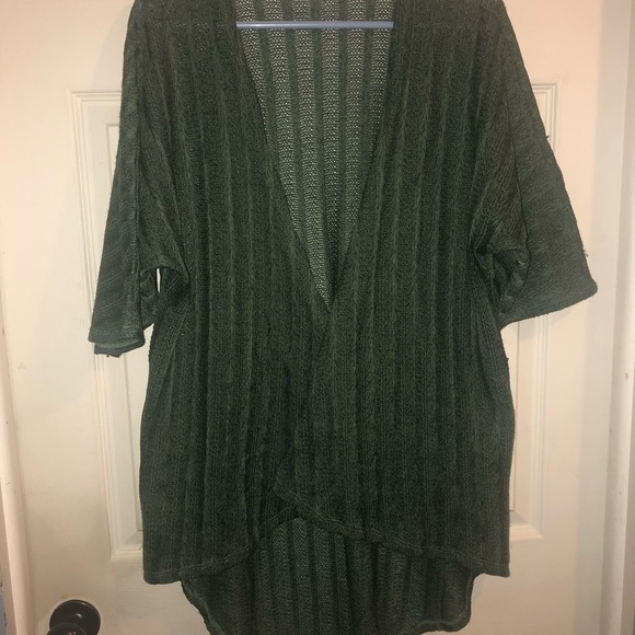 Sweaters | Small Size Dark Forest Green Loose Weave Long Cardigan ...